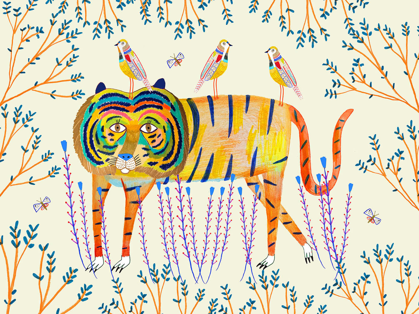 tiger art print, tiger illustration for kids, illustrator, nursery ...