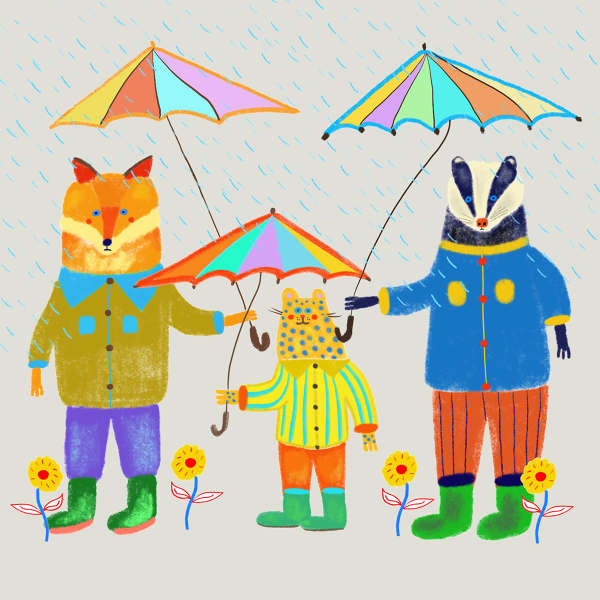 raining illustration, children's illustration, rain art, illustration ...