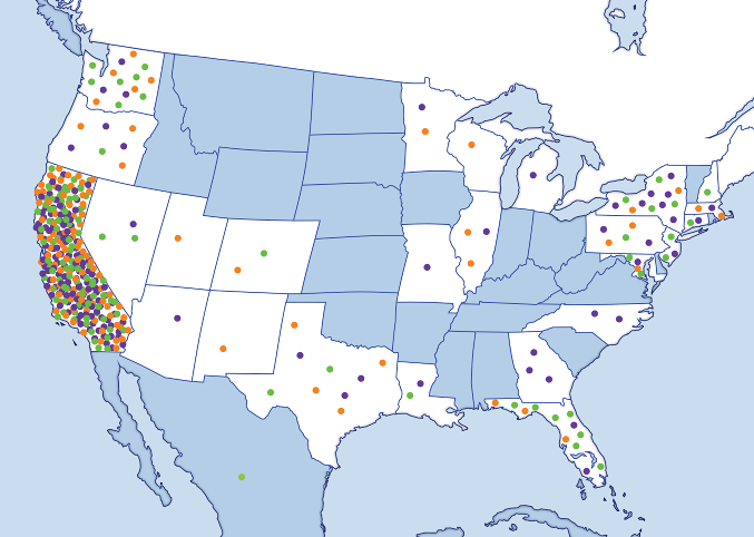 Top 3 Majors Map - K McCandless Portfolio