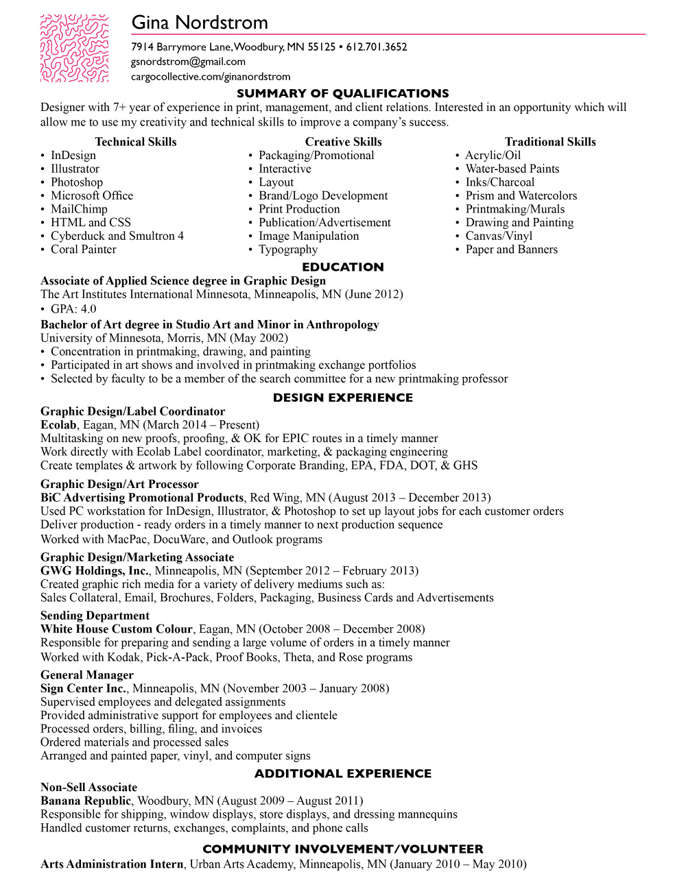 Resume - Gina Nordstrom