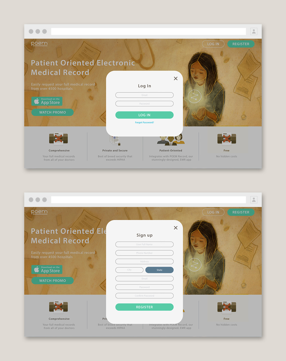 POEM Patient Web Portal - Tiffany Chan Illustration and Design