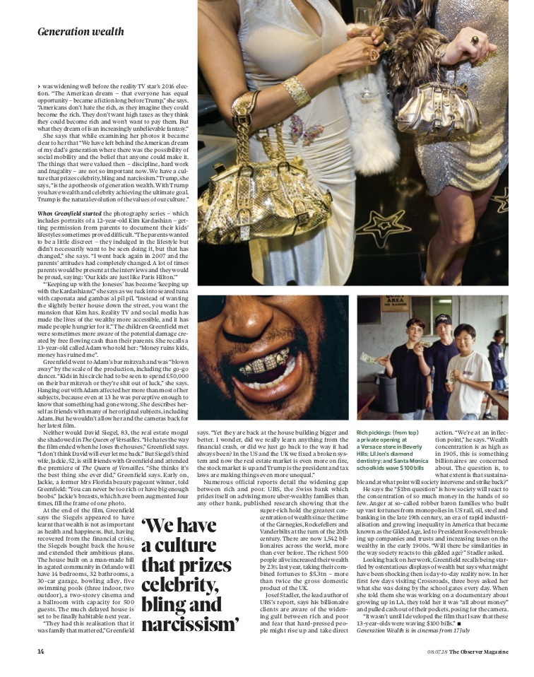 Lauren Greenfield's 'Generation Wealth' is the cover story of The ...