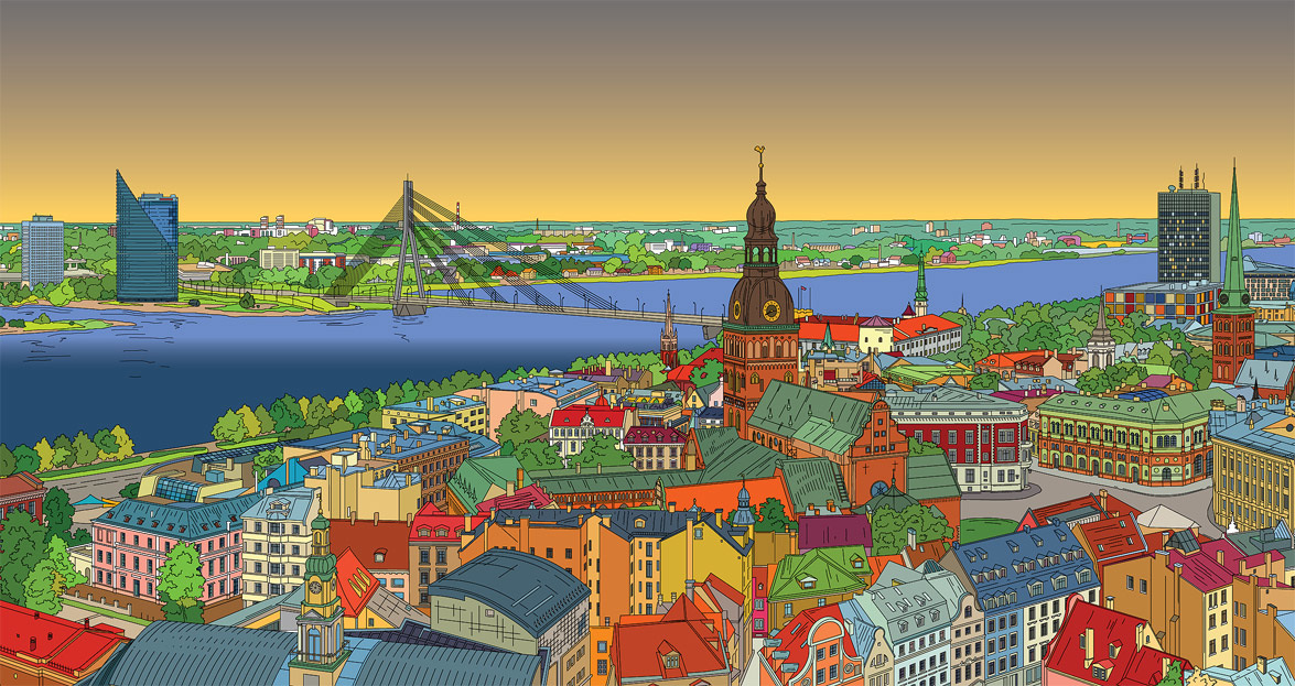 Riga. Vector Panorama - The Art of Eldar Zakirov