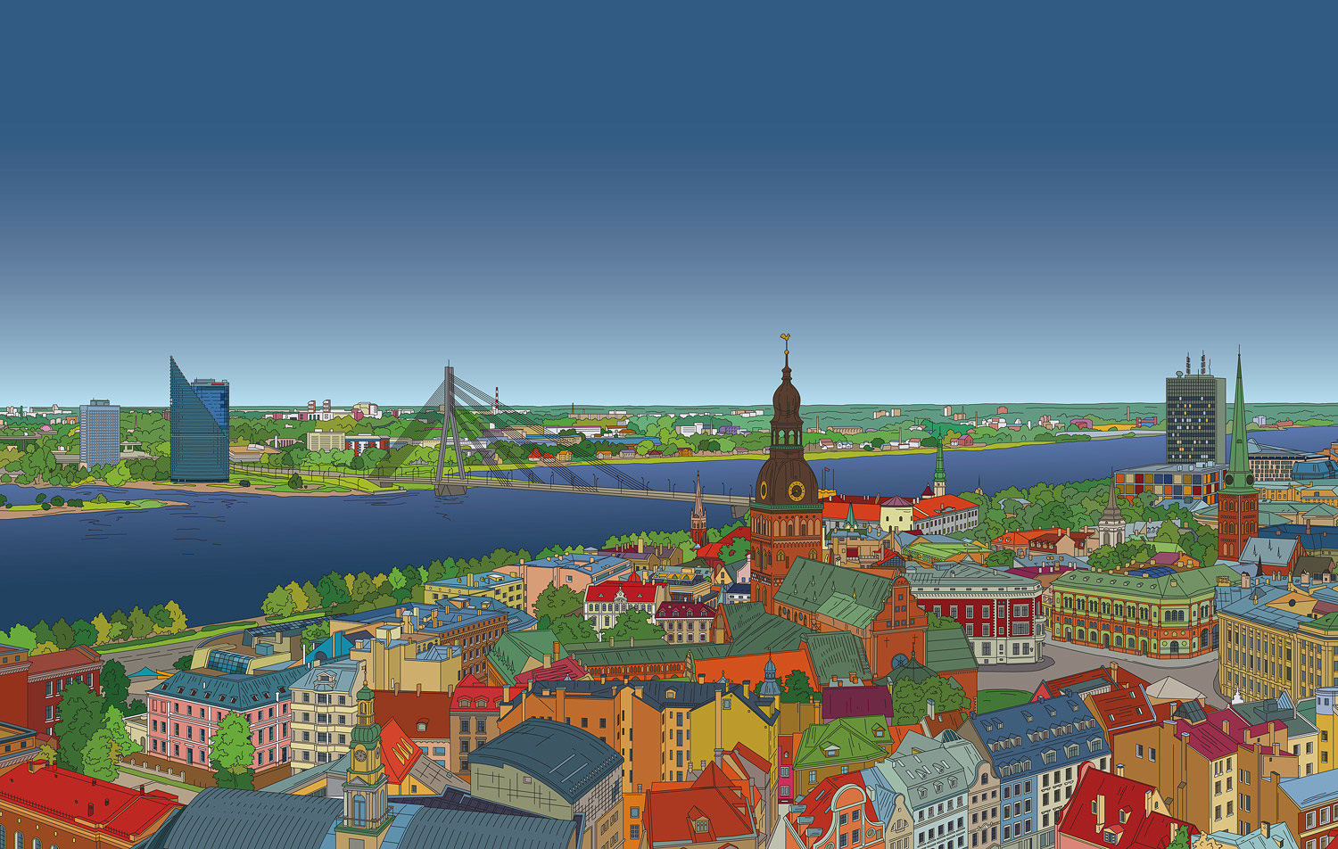 Riga. Vector Panorama - The Art of Eldar Zakirov