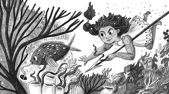 Ariki and the Giant Shark - Nicola Kinnear Illustration