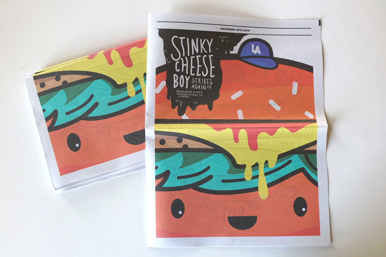 Stinky Cheeseburger Boy Newspaper - happyminders