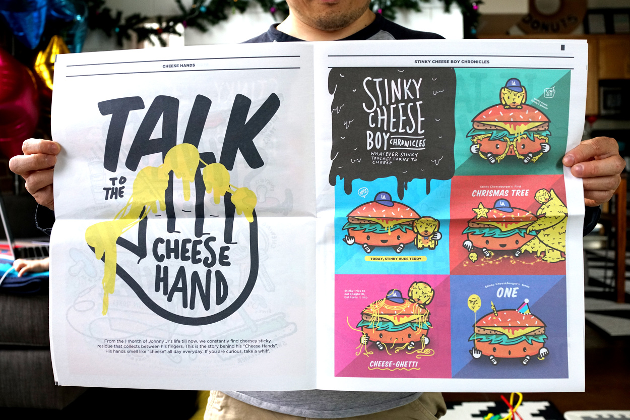 Stinky Cheeseburger Boy Newspaper - happyminders