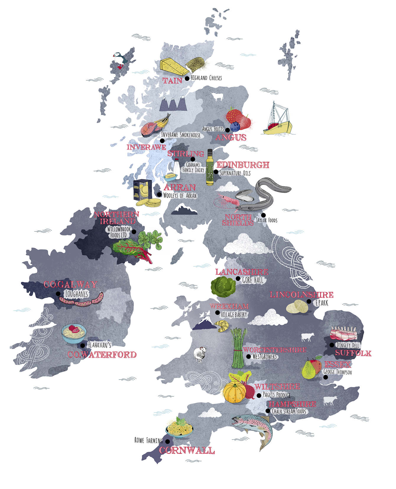 Food map of Britain for Sodexo. Commissioned by Sunday Ltd. - Tonwen Jones