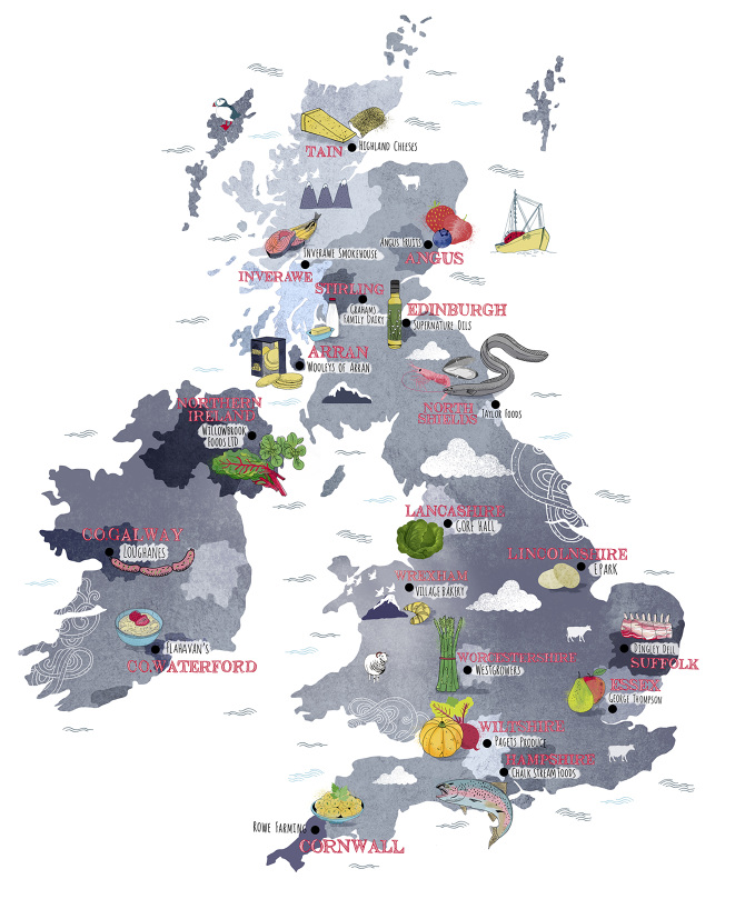 Food map of Britain for Sodexo. Commissioned by Sunday Ltd. - Tonwen Jones