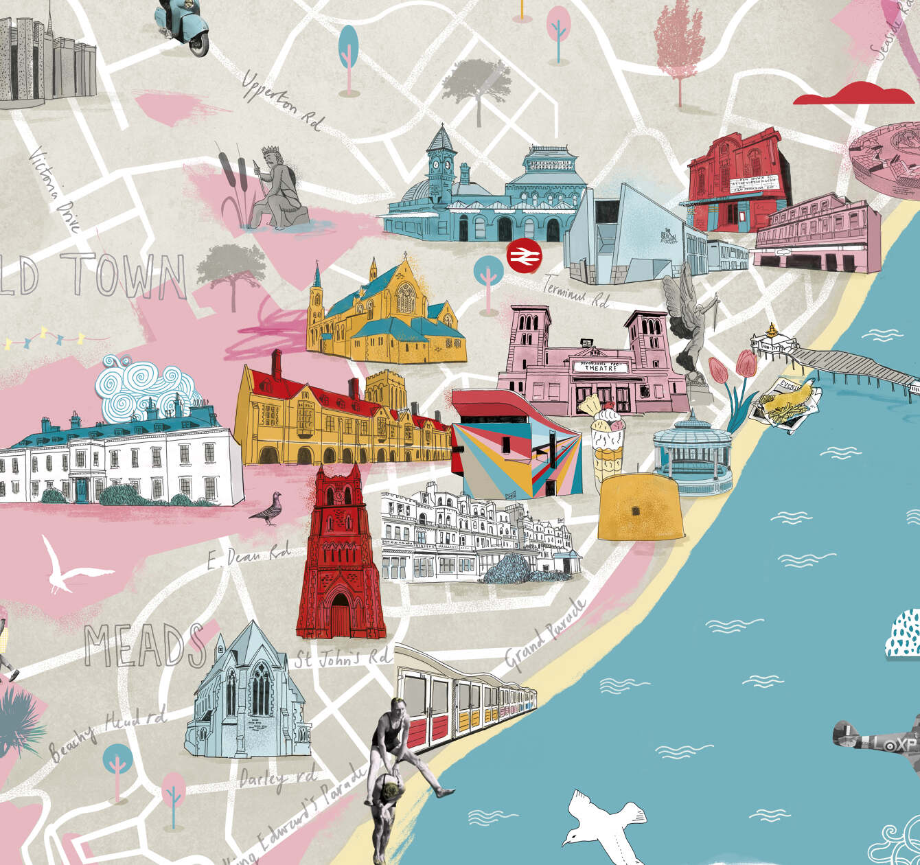Illustrated Map of Eastbourne - Tonwen Jones