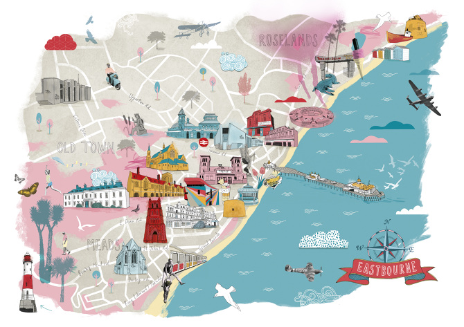 Illustrated Map of Eastbourne - Tonwen Jones
