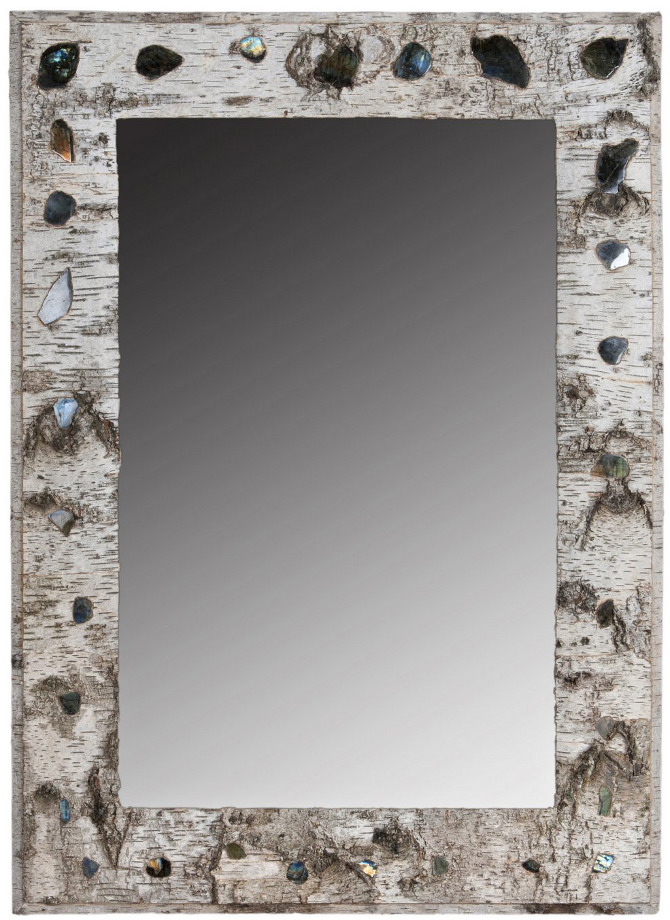 Grand cadre miroir labradorite / Large labradorite mirror frame - birch ...