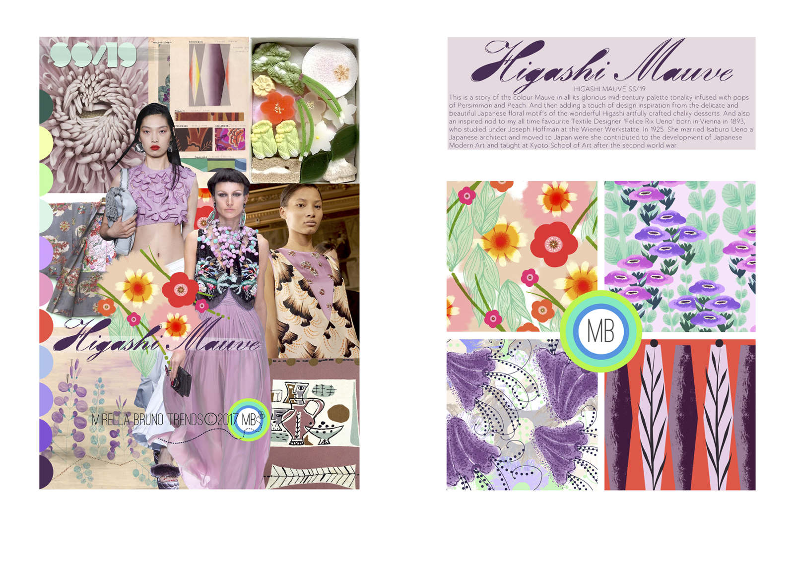 Higashi Mauve SS/19 - Mirella Bruno Print Pattern and Trend Designs.