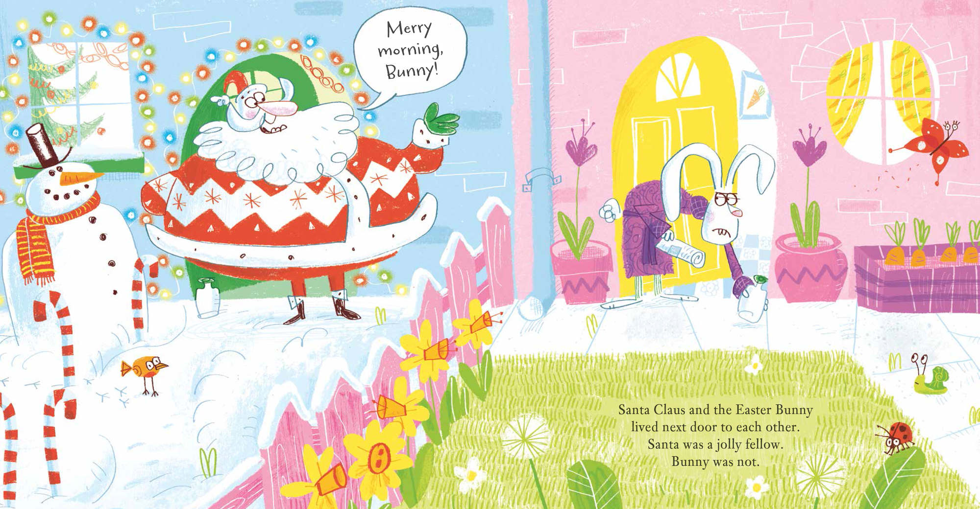 Santa Claus Vs The Easter Bunny - Fred Blunt Illustration