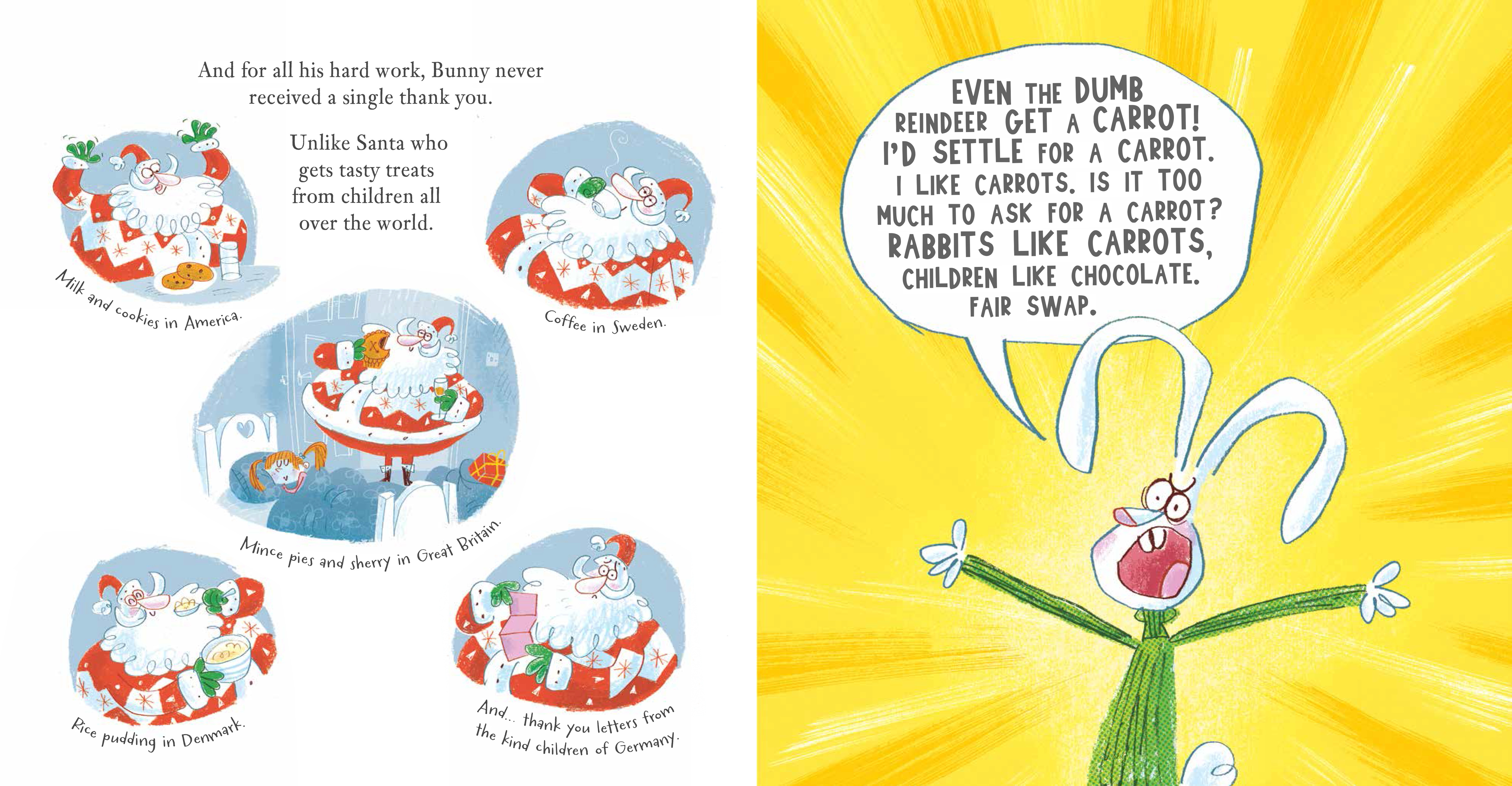 Santa Claus Vs The Easter Bunny - Fred Blunt Illustration