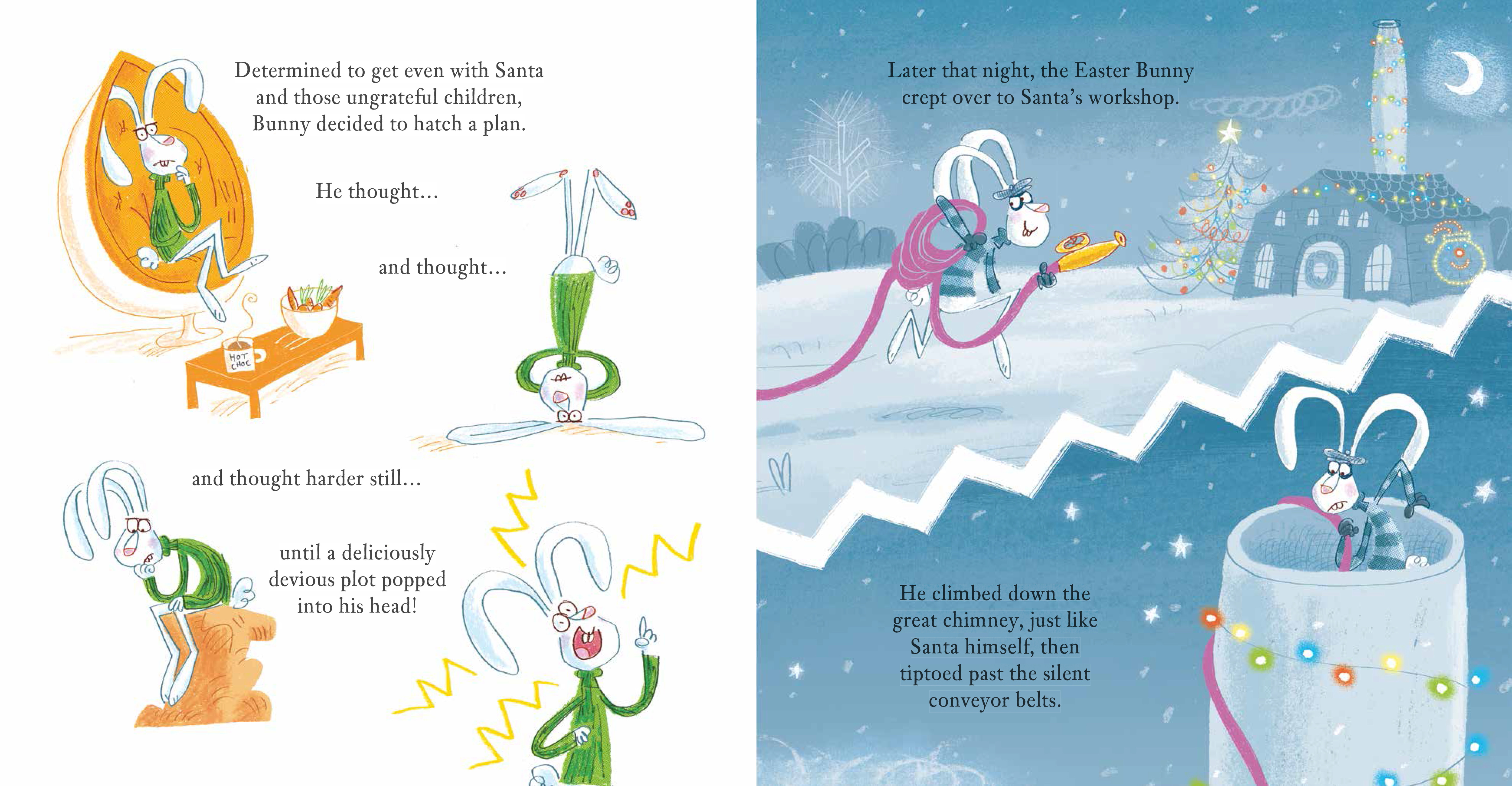Santa Claus Vs The Easter Bunny - Fred Blunt Illustration