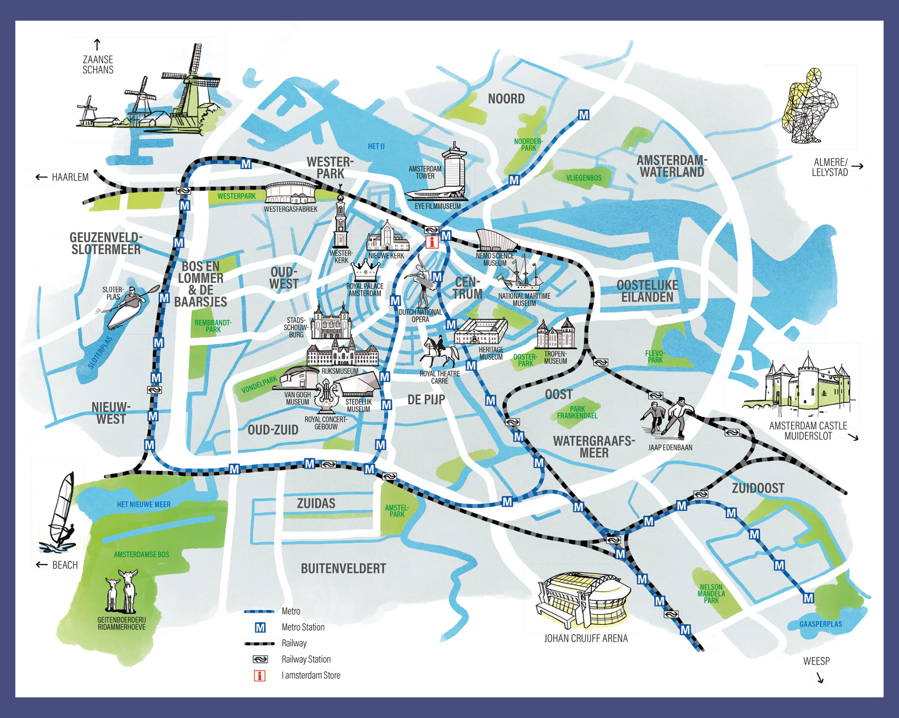 KLM HOLLAND HERALD - Map of Amsterdam - Monique Wijbrands - illustration + art
