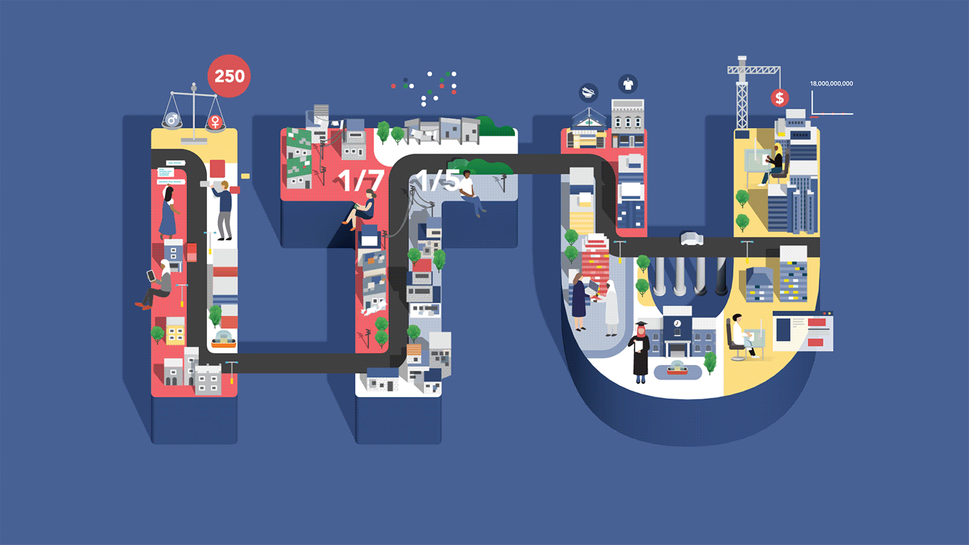 ITU animated letters - Jing Zhang illustration