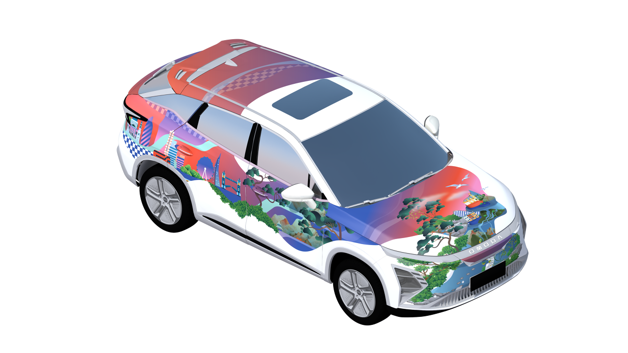 Omoda car wrap illustration - Jing Zhang illustration