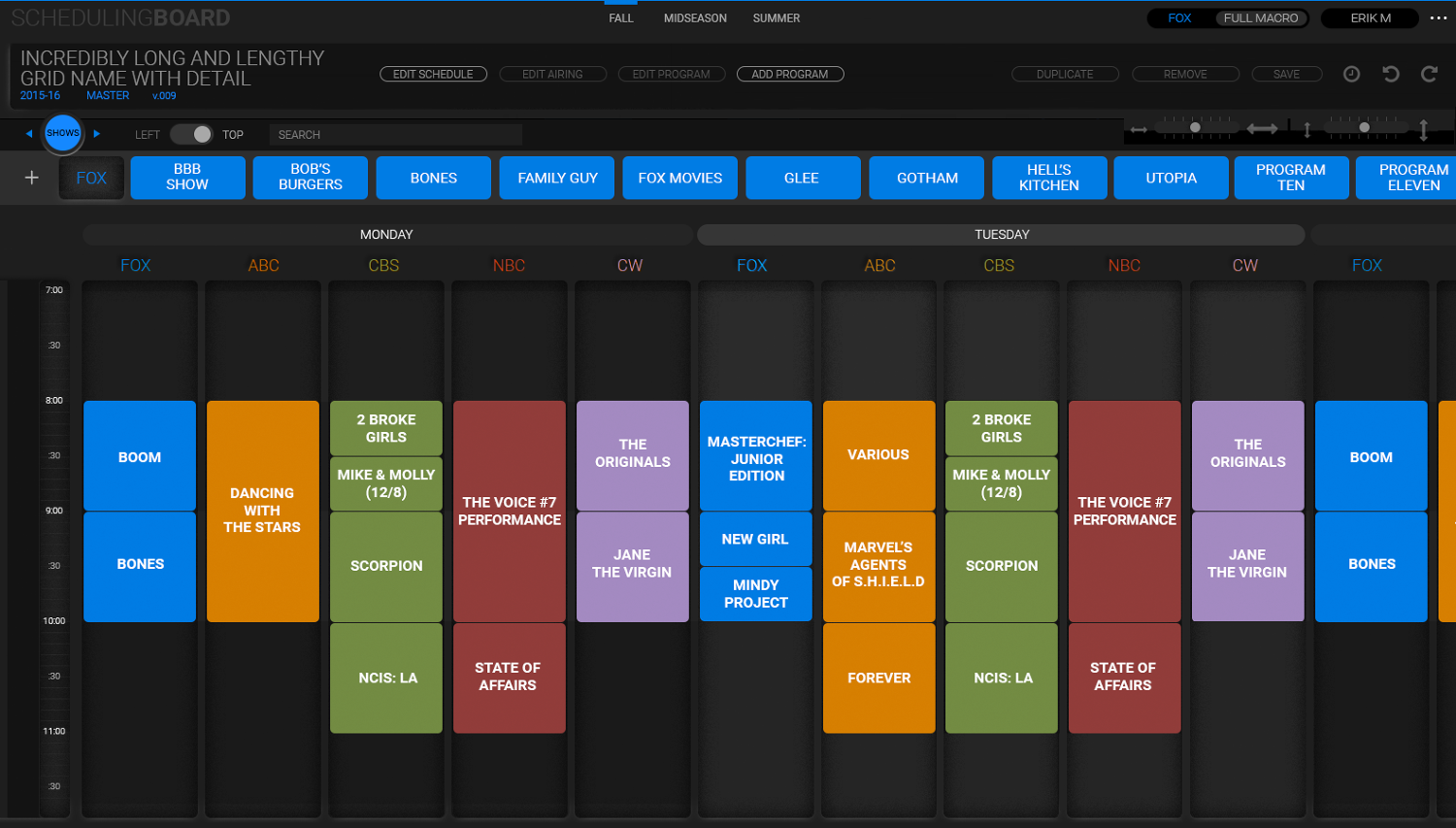 FOX Scheduling Board - jelkindesign.com