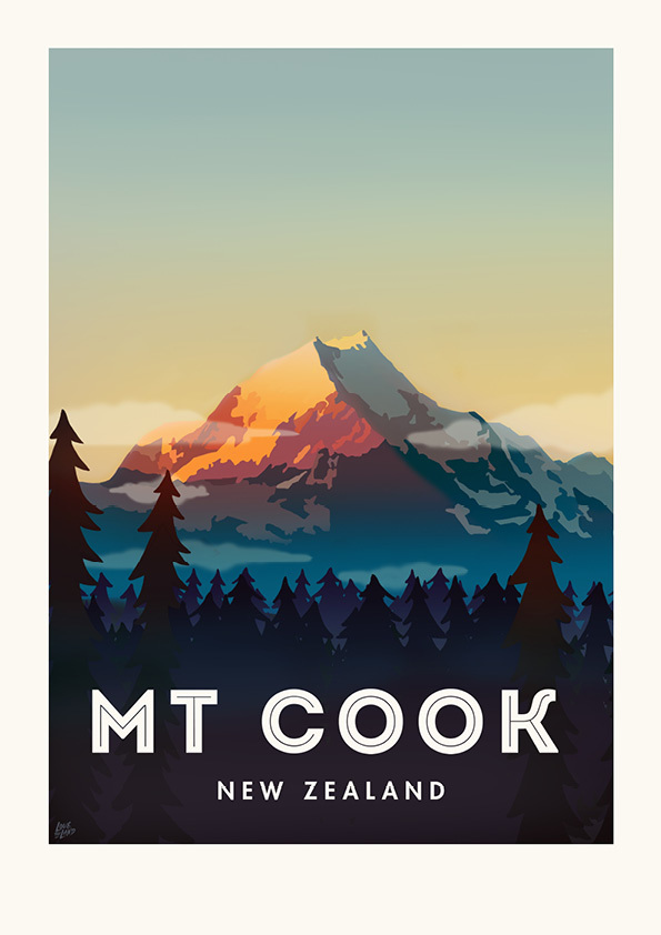 Mt Cook Vintage Poster - Lisa Nicole