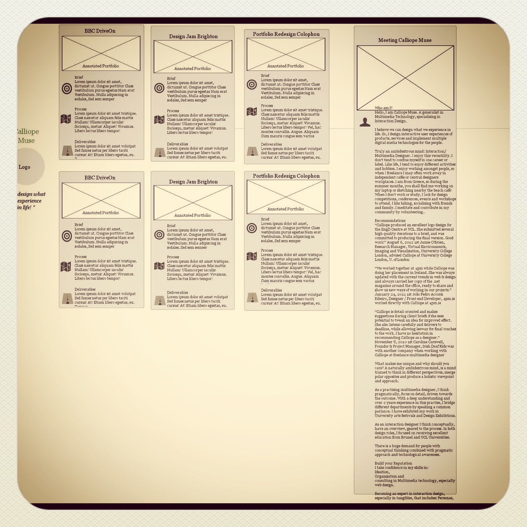 Portfolio ReDesign Colophon - Calliope Muse