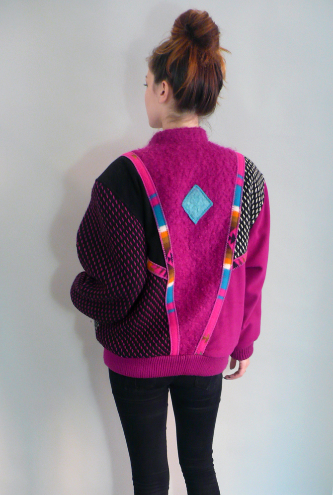 Bright Magenta 80's Over-sized Chubby Jacket - shopmarmaladevintage