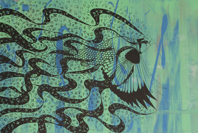 Ceridwen and Gwion Bach's Transformations - Jonjo O'Connor Illustration