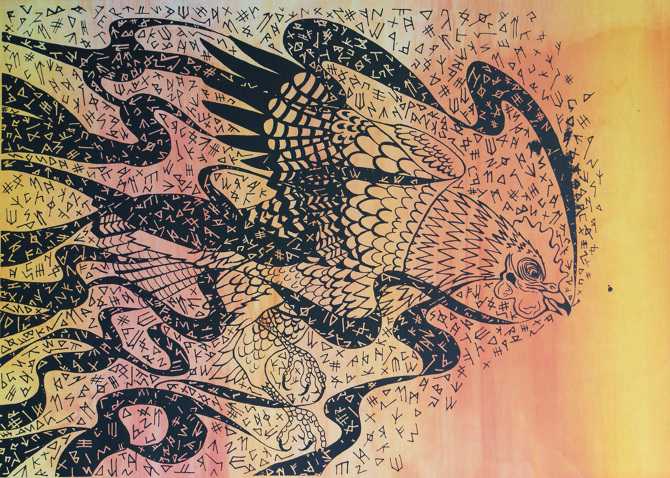 Ceridwen and Gwion Bach's Transformations - Jonjo O'Connor Illustration