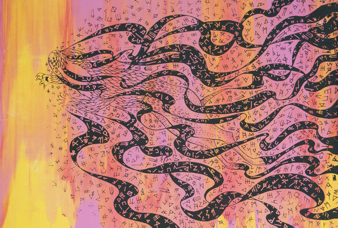 Ceridwen and Gwion Bach's Transformations - Jonjo O'Connor Illustration