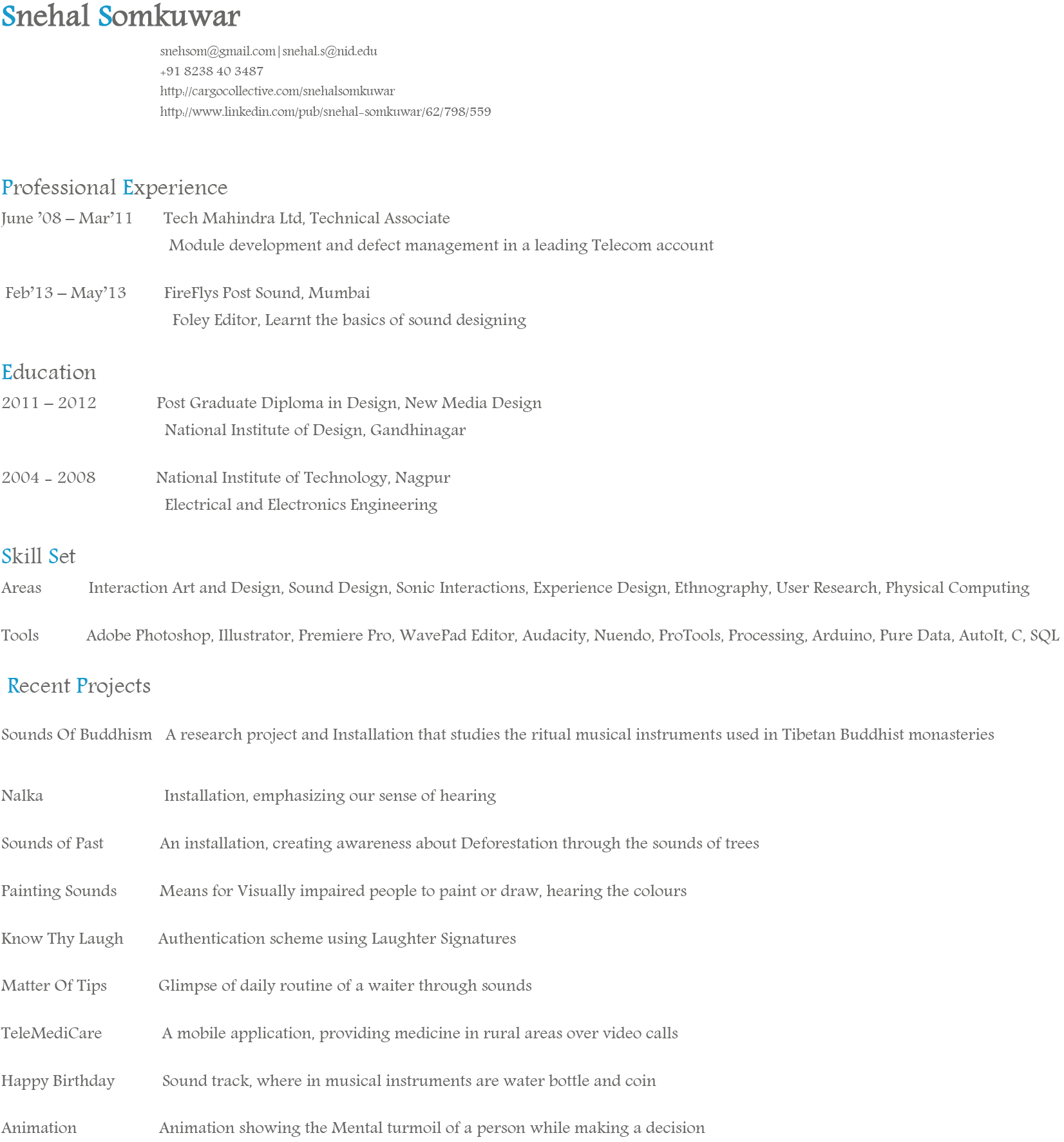 Resume - Snehal Somkuwar
