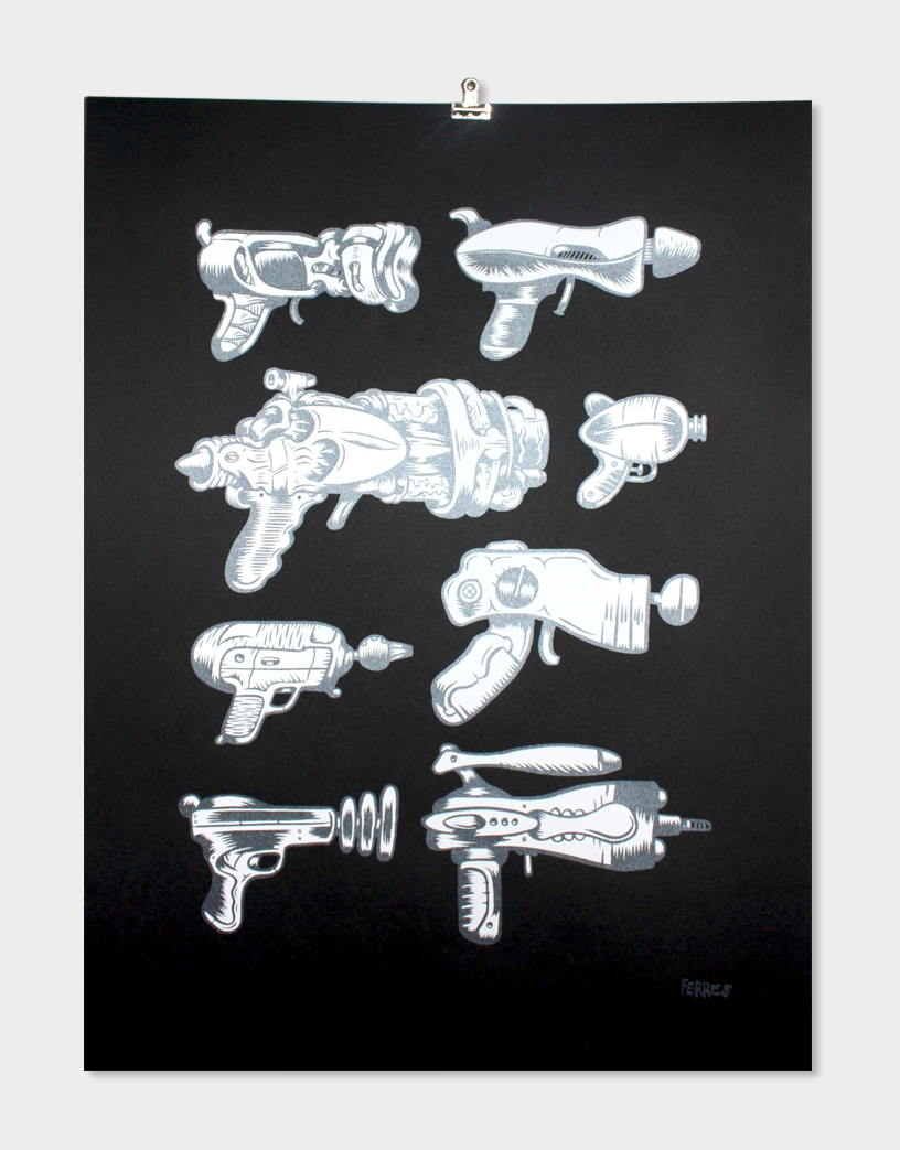 Ray Gun Limited Edition Screenprint - www.ferres.co.uk