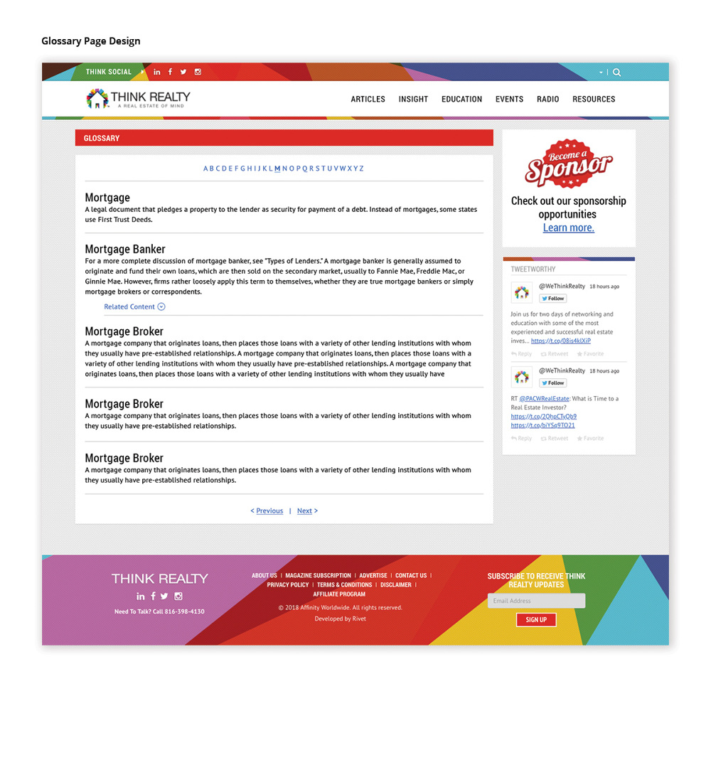 Think Realty Glossary Page Designs - Maria Johnson Designs