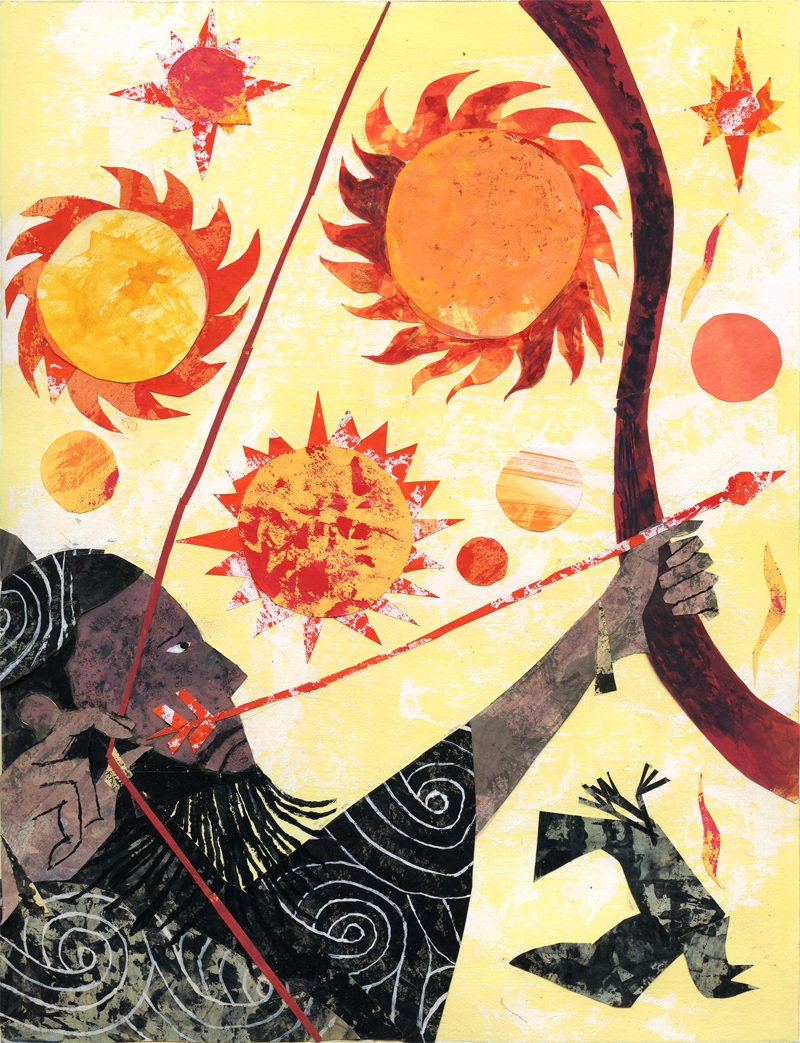 Hou Yi and the Ten Suns - Priscilla Boatwright Illustration