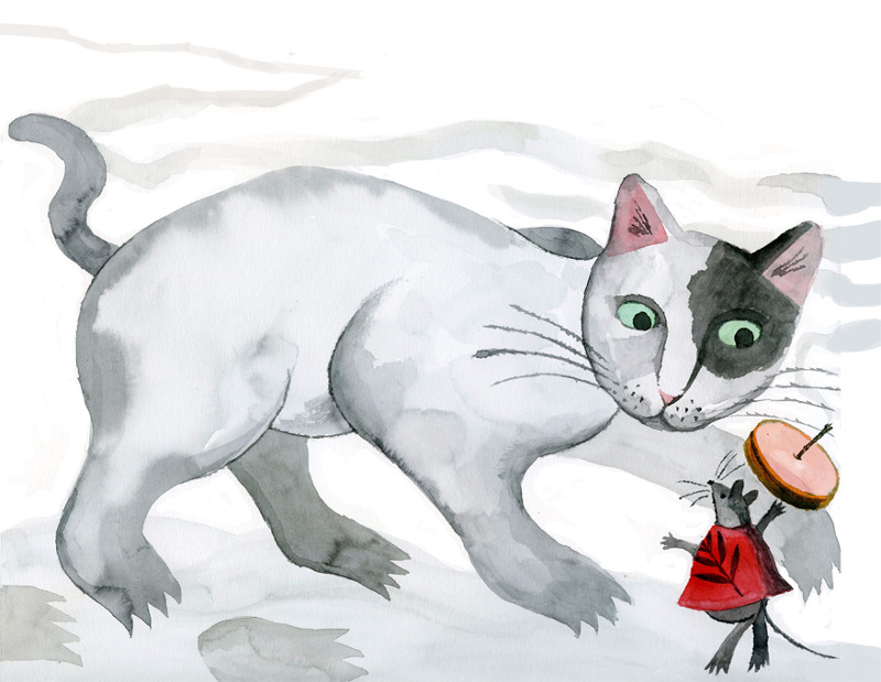 The Snow Castle - Cat and Mouse - Priscilla Boatwright Illustration