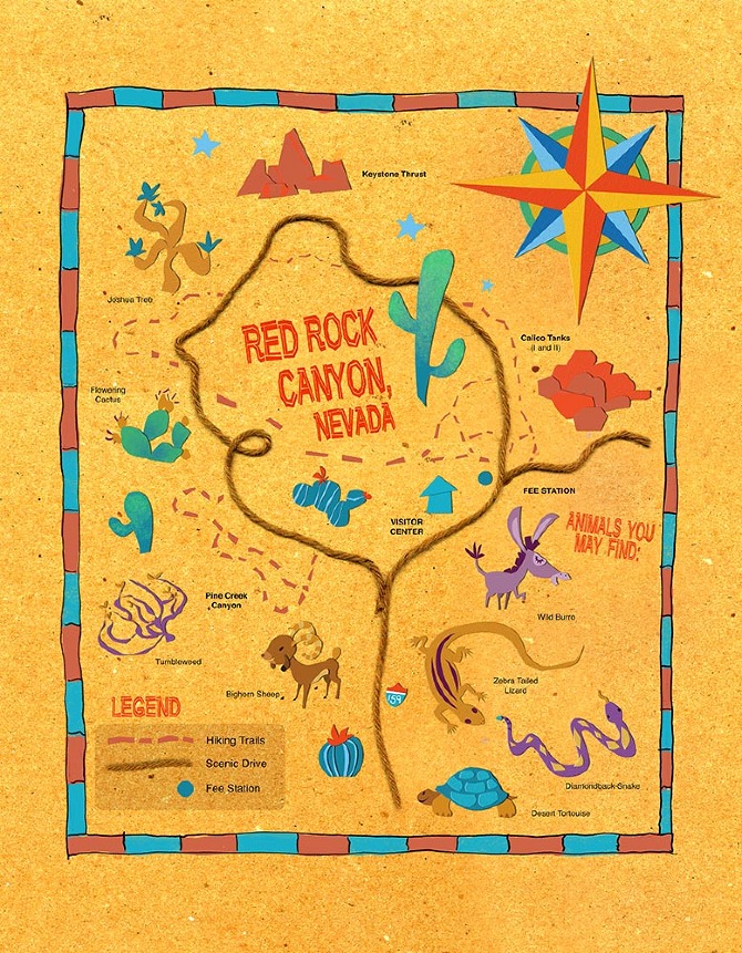 Red Rock Canyon Map and Postcard - Katie Kleinbaum