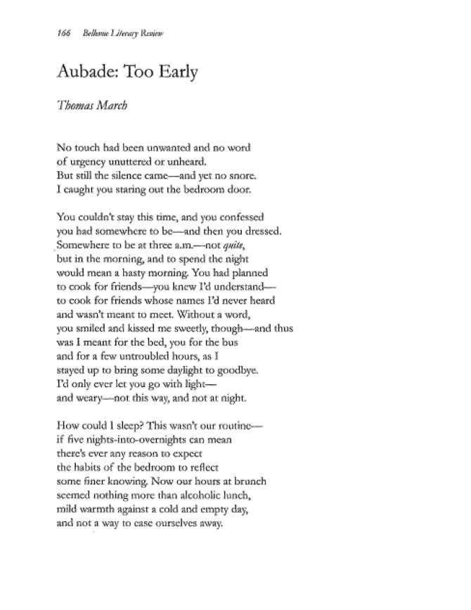 "AUBADE: TOO EARLY" - Thomas March