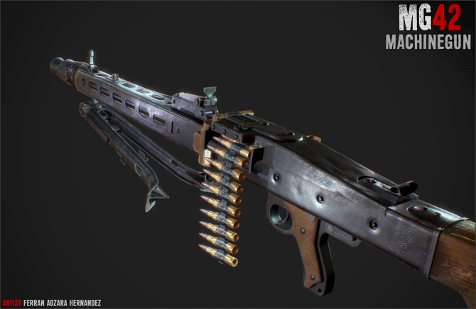PBR MG-42 MACHINEGUN HI-POLY - Environment/Prop Artist-Ferran Adzara