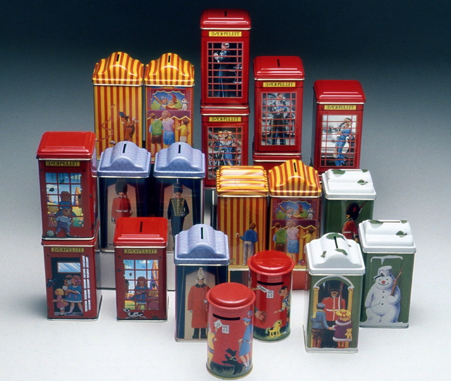 Range of early tins - ian-logan-design-tins