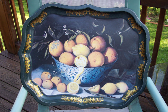 Large tin tray painted by Sarah Hay - ian-logan-design-tins