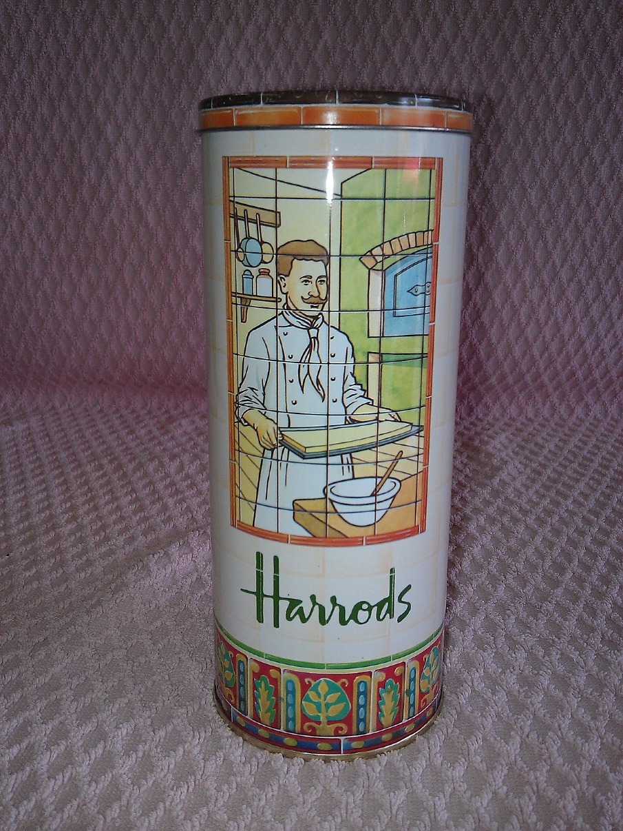 Biscuit tin for Harrods 1980s - ian-logan-design-tins