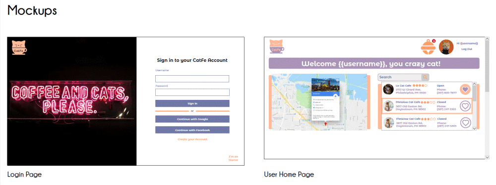 catFe web app - Nyssa Smith