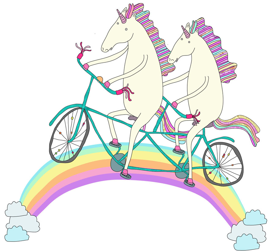 Unicorns Riding Tandem Bike - pip design