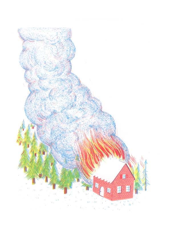 screenprint house fire - Kylie Millward Illustration