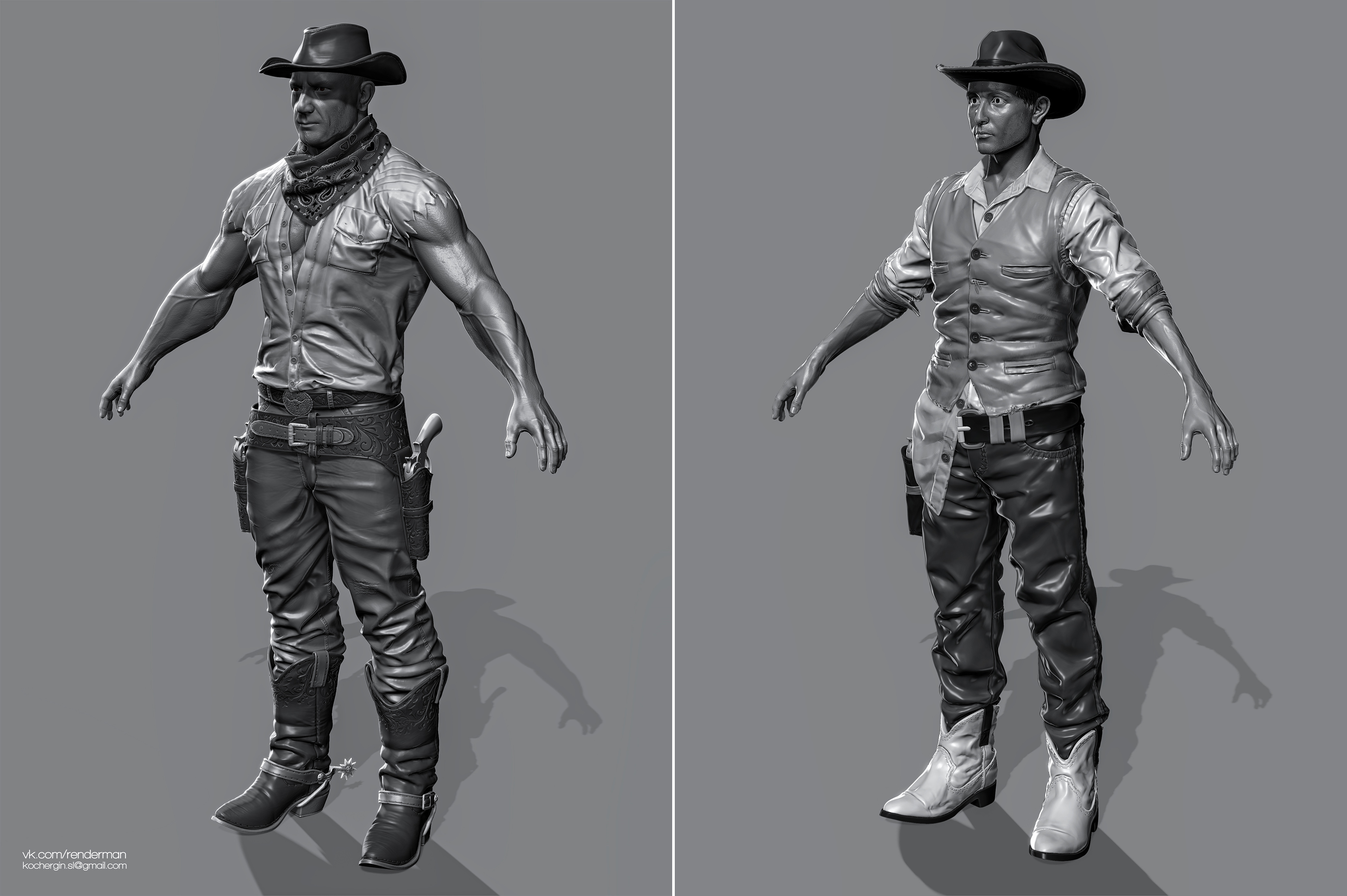 Cowboys for mobile game (Low-Poly) - Vyacheslav Kochergin | 3D ...